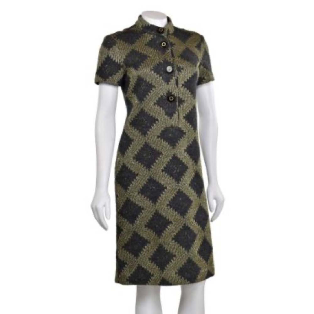 Tory Burch Argyle Gold Glitter Knot Shift Dress - Gem